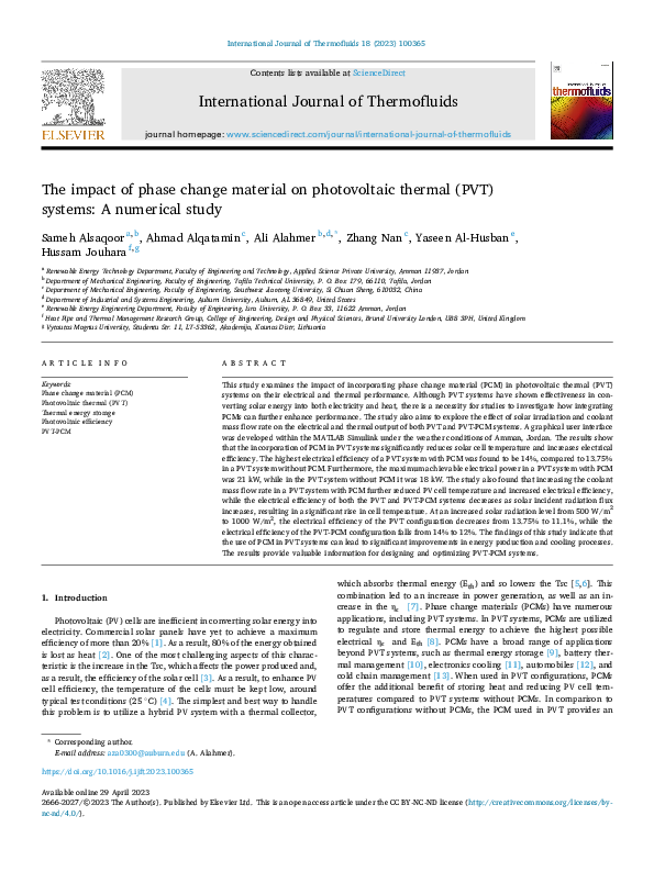 (PDF) The Impact of Phase Change Material on Photovoltaic Thermal (PVT ...