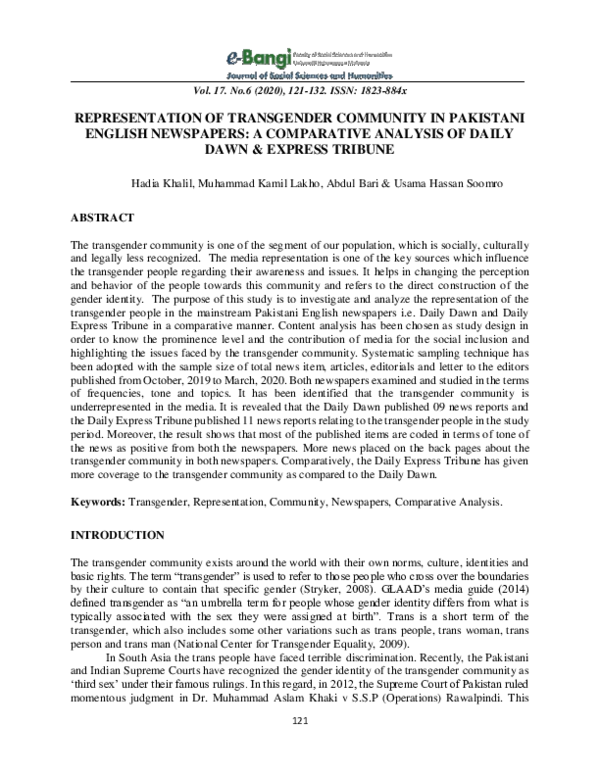 (PDF) Representation of Transgender Community in Pakistani English ...