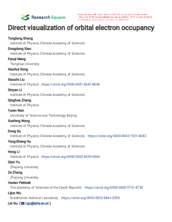 (PDF) Direct visualization of orbital electron occupancy