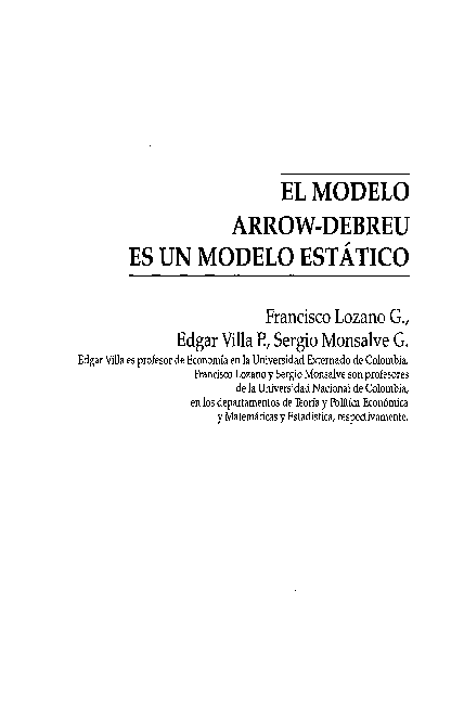 (PDF) El Modelo Arrow-Debreu Es Un Modelo Estático