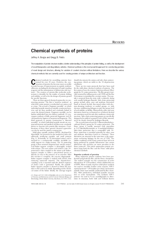 (PDF) Chemical synthesis of proteins