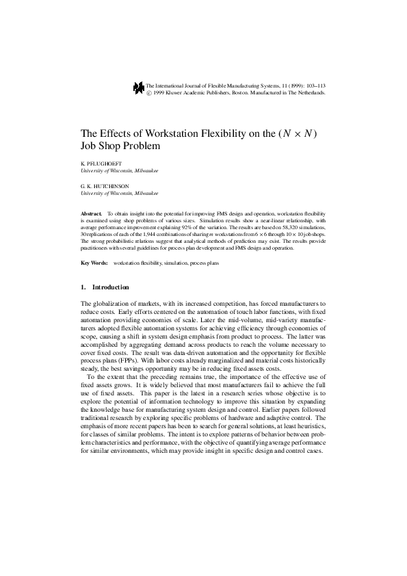 (PDF) The Effects of Workstation Flexibility on the (N × N) Job Shop ...