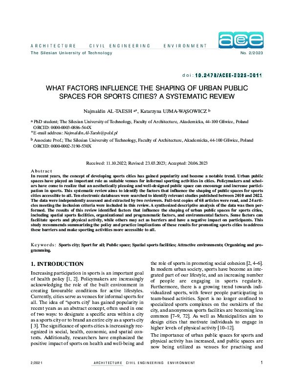 (PDF) What Factors Influence the Shaping of Urban Public Spaces for ...