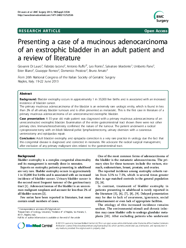 (PDF) Presenting a case of a mucinous adenocarcinoma of an exstrophic ...