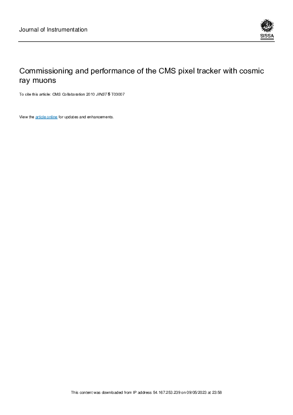 (PDF) Commissioning and performance of the CMS pixel tracker with ...
