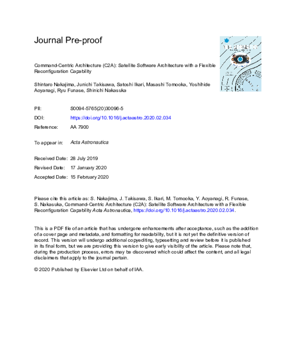 (PDF) Command-centric architecture (C2A): Satellite software ...