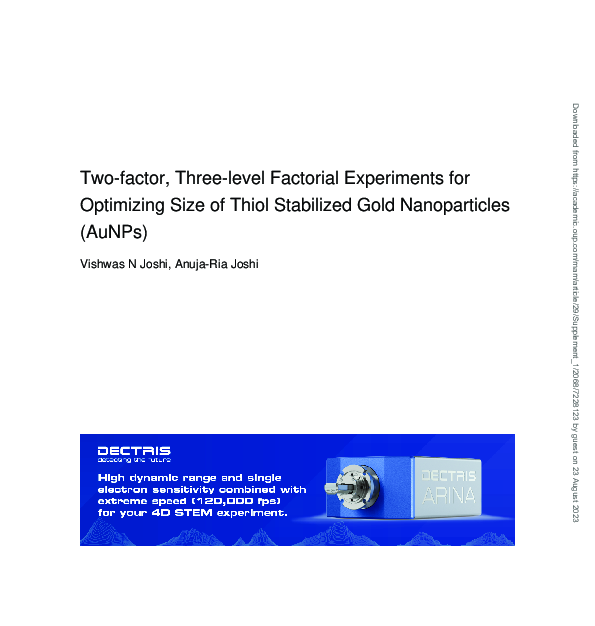 (PDF) Two-factor, Three-level Factorial Experiments for Optimizing Size ...