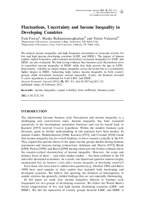 (PDF) Fluctuations, Uncertainty and Income Inequality in Developing ...