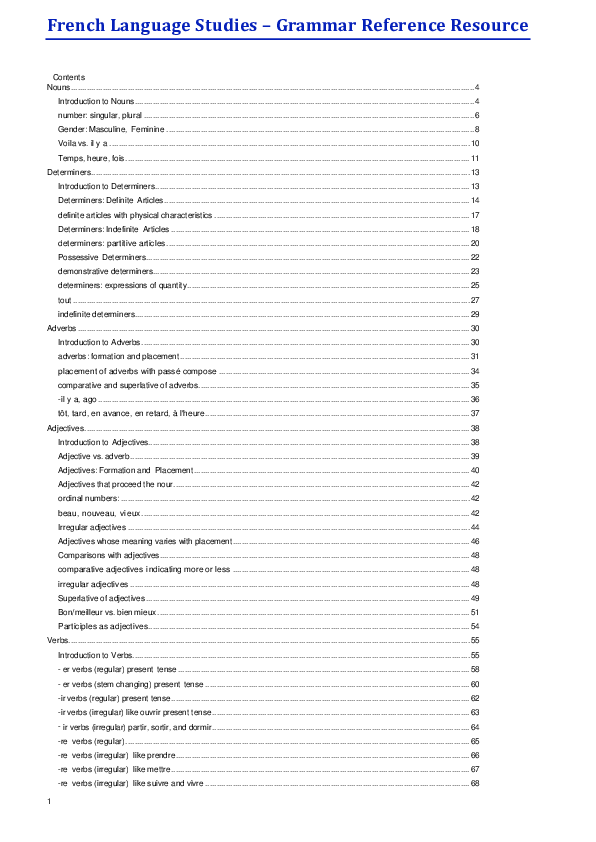 (PDF) French Language Studies -Grammar Reference Resource