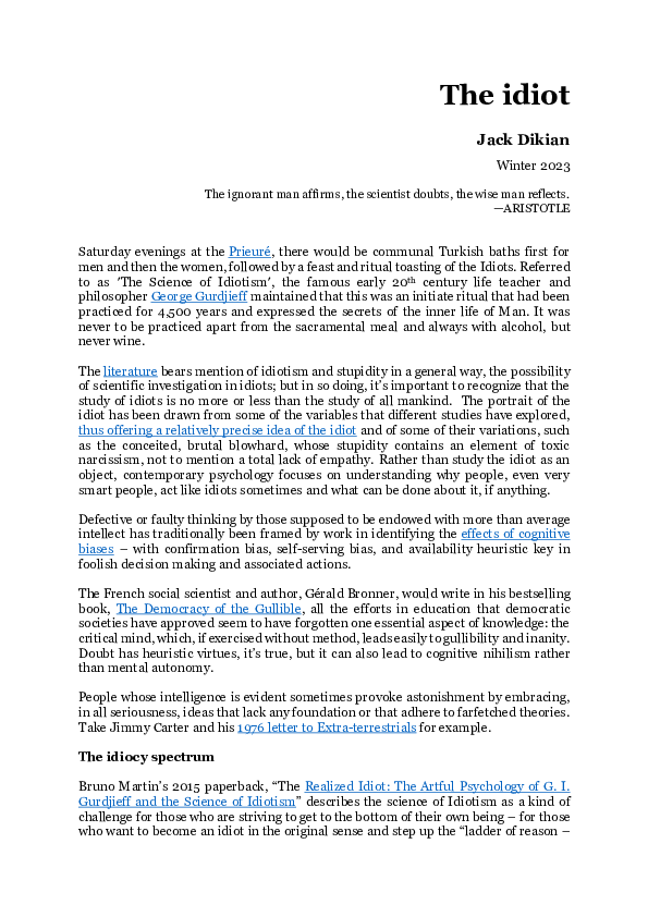 (PDF) The idiot