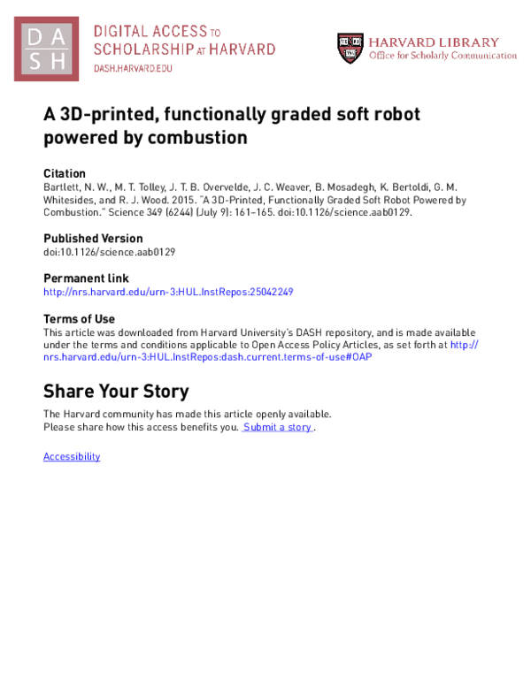 Pdf Soft Robotics A 3d Printed Functionally Graded Soft Robot Powered By Combustion