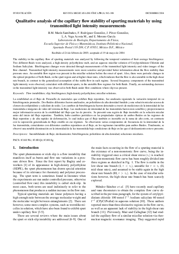(PDF) Qualitative analysis of the capillary flow stability of spurting ...