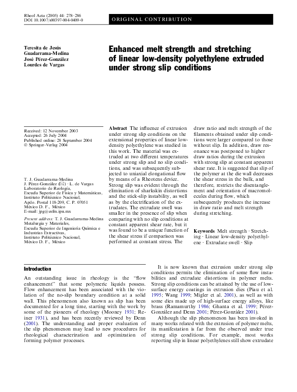 (PDF) Enhanced melt strength and stretching of linear low-density ...