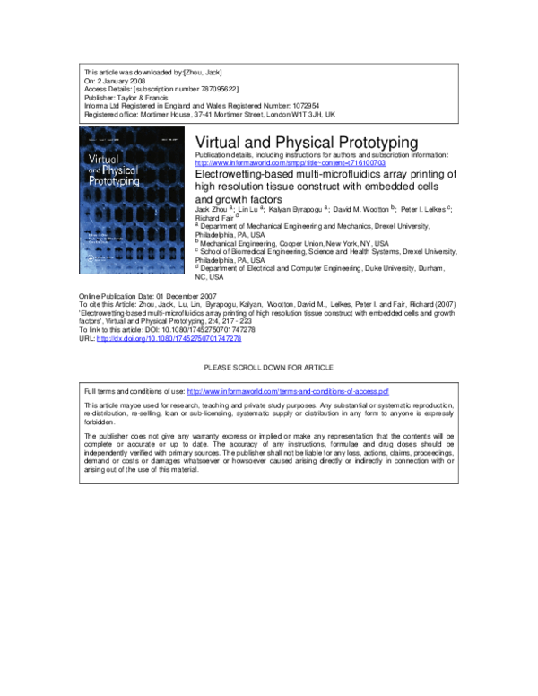 (PDF) Electrowetting-based multi-microfluidics array printing of high resolution tissue ...