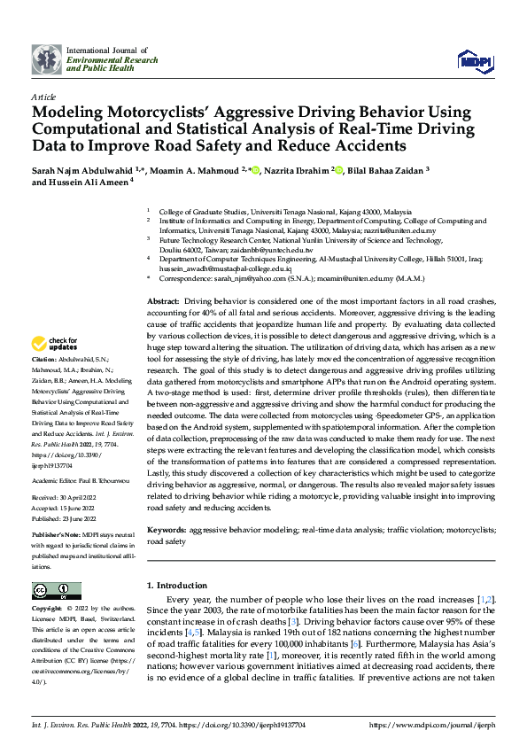Pdf Modeling Motorcyclists Aggressive Driving Behavior Using