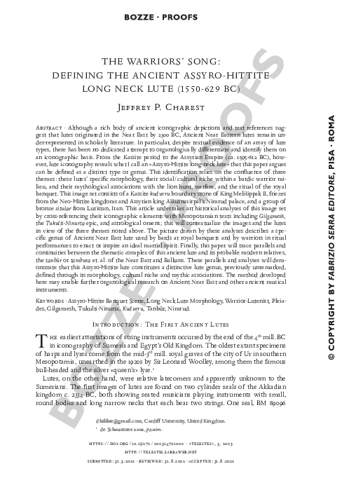 (PDF) THE WARRIORS' SONG : DEFINING THE ANCIENT ASSYRO-HITTITE LONG ...