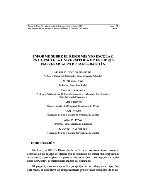 (PDF) Informe sobre el rendimiento escolar en la escuela universitaria de estudios empresariales ...