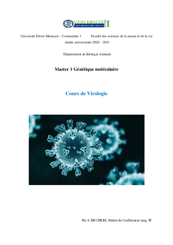 (PDF) COURS VIROLOGIE
