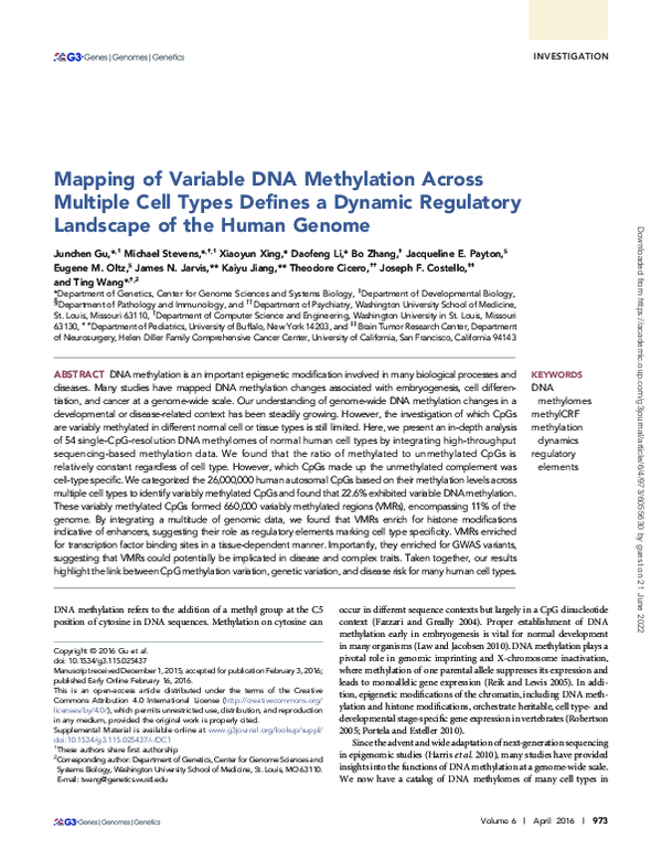 (PDF) Mapping of Variable DNA Methylation across Multiple Cell Types ...