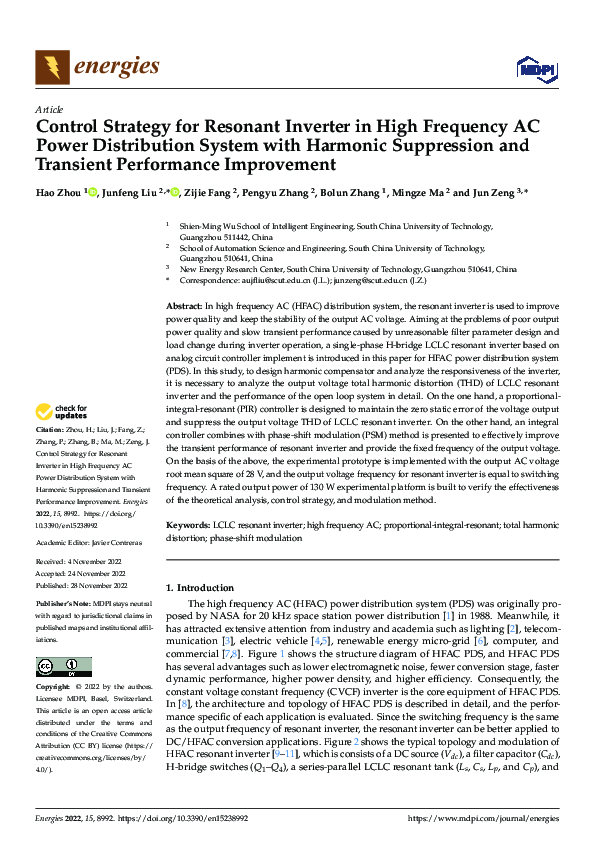 (PDF) Control Strategy for Resonant Inverter in High Frequency AC Power Distribution System with ...