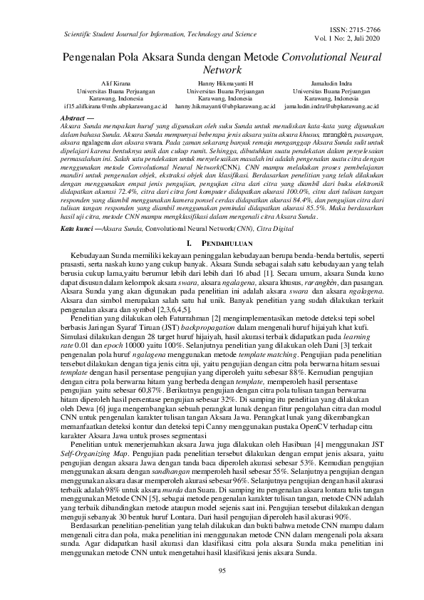 (PDF) Pengenalan Pola Aksara Sunda dengan Metode Convolutional Neural Network
