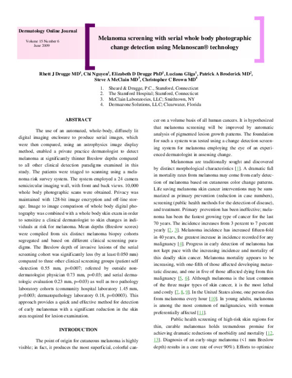 (PDF) Melanoma screening with serial whole body photographic change ...