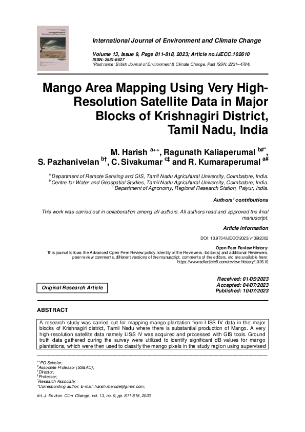 (PDF) Mango Area Mapping Using Very High-Resolution Satellite Data in ...