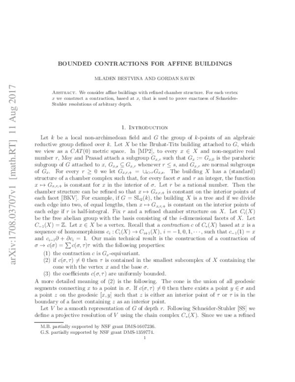(PDF) Bounded contractions for affine buildings