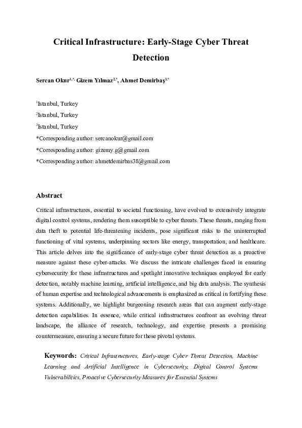 (DOC) Critical Infrastructure: Early-Stage Cyber Threat Detection