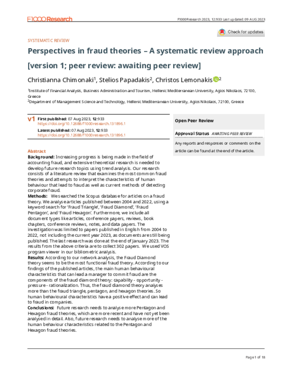 (PDF) Perspectives in fraud theories – A systematic review approach