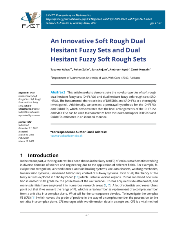 (PDF) An Innovative Soft Rough Dual Hesitant Fuzzy Sets and Dual Hesitant Fuzzy Soft Rough Sets