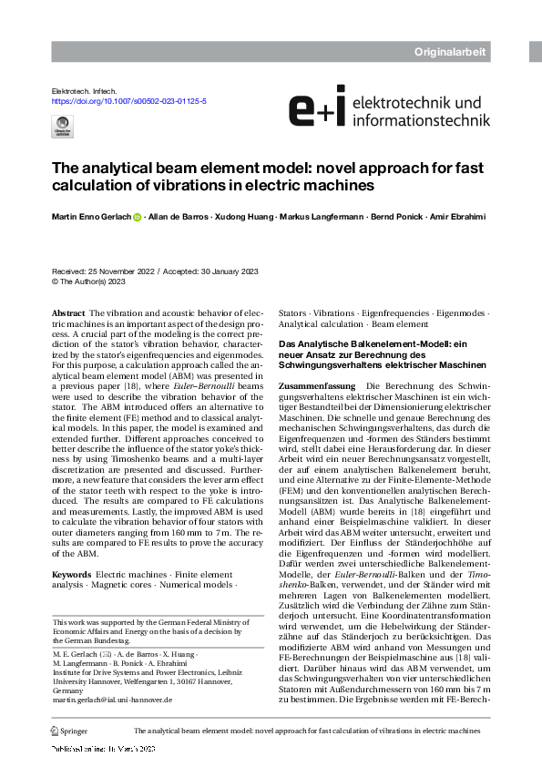 (PDF) The analytical beam element model: novel approach for fast calculation of vibrations in ...