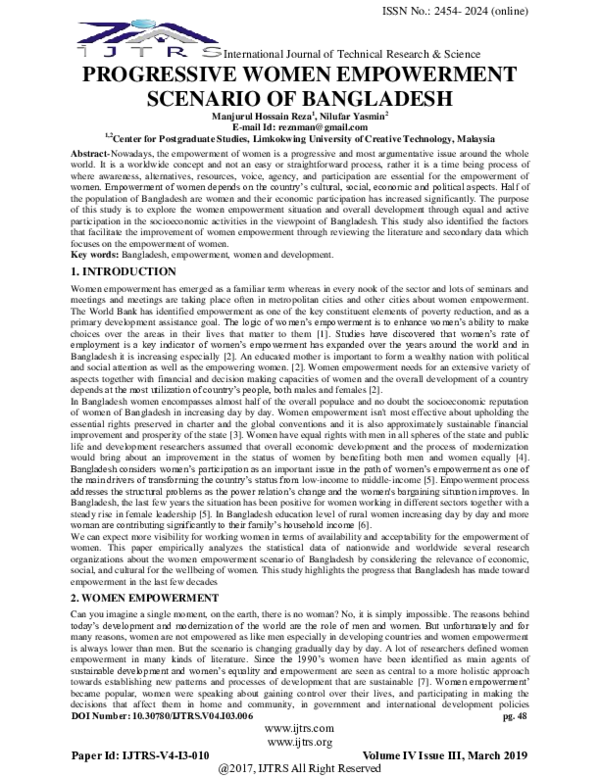 (PDF) Progressive Women Empowerment Scenario of Bangladesh