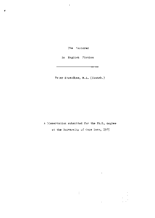 (PDF) The Explorer in English Fiction