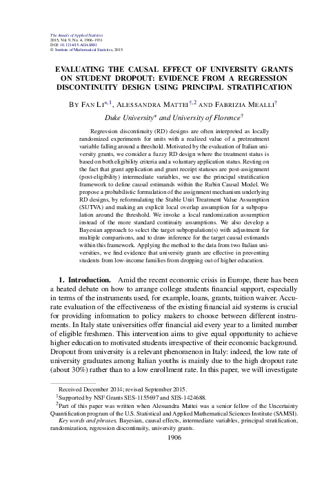 (PDF) Causal Impact of University Grants on Student Dropout Rates