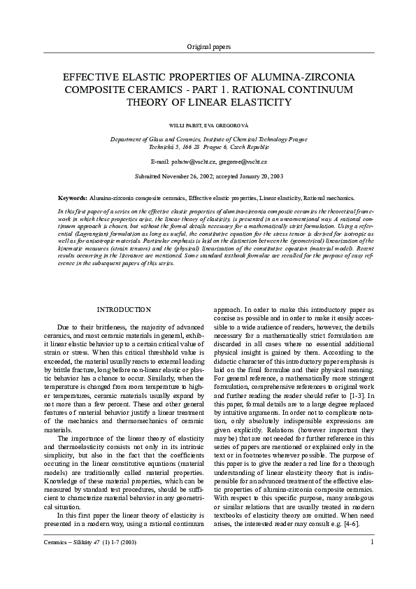 (PDF) Effective Elastic Properties of Alumina-Zirconia Composite ...