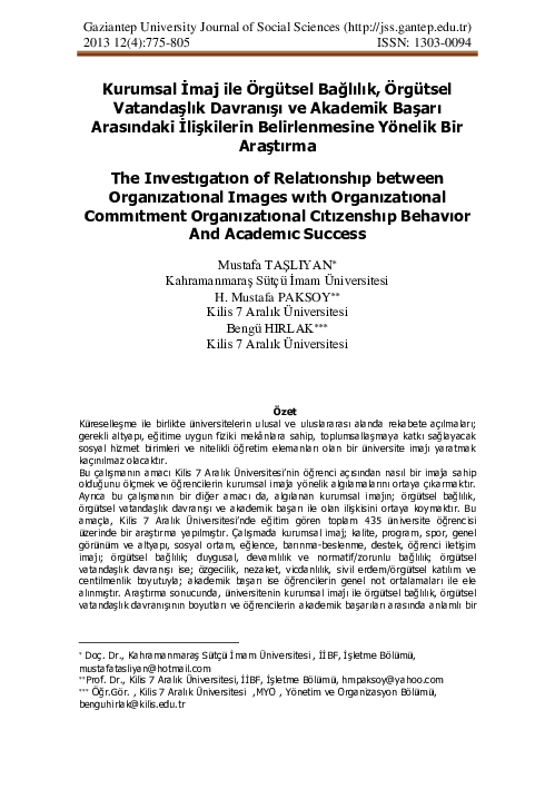 (PDF) The Investigation of Relationship Between Organizational Images With Organizational ...