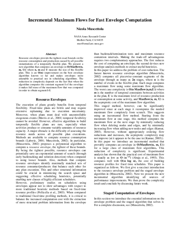 (PDF) Incremental Maximum Flows for Fast Envelope Computation