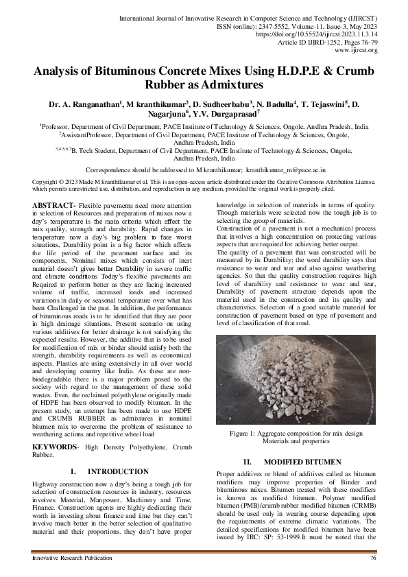 (PDF) Analysis of bituminous concrete mixes using hdpe and crumb rubber ...