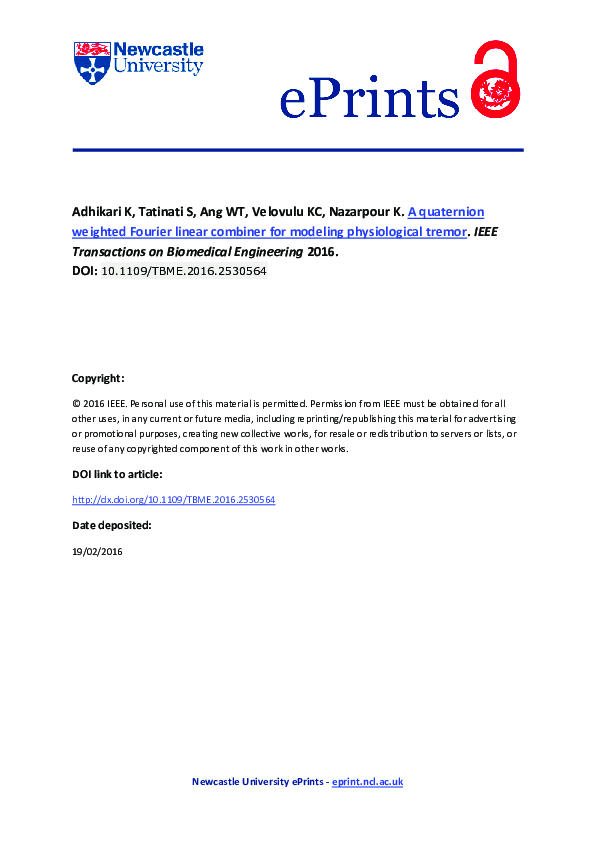 (PDF) A Quaternion Weighted Fourier Linear Combiner for Modeling ...