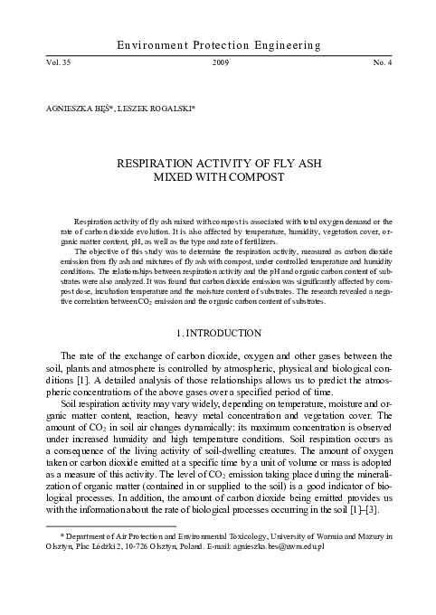 (PDF) Respiration activity of fly ash mixed with compost