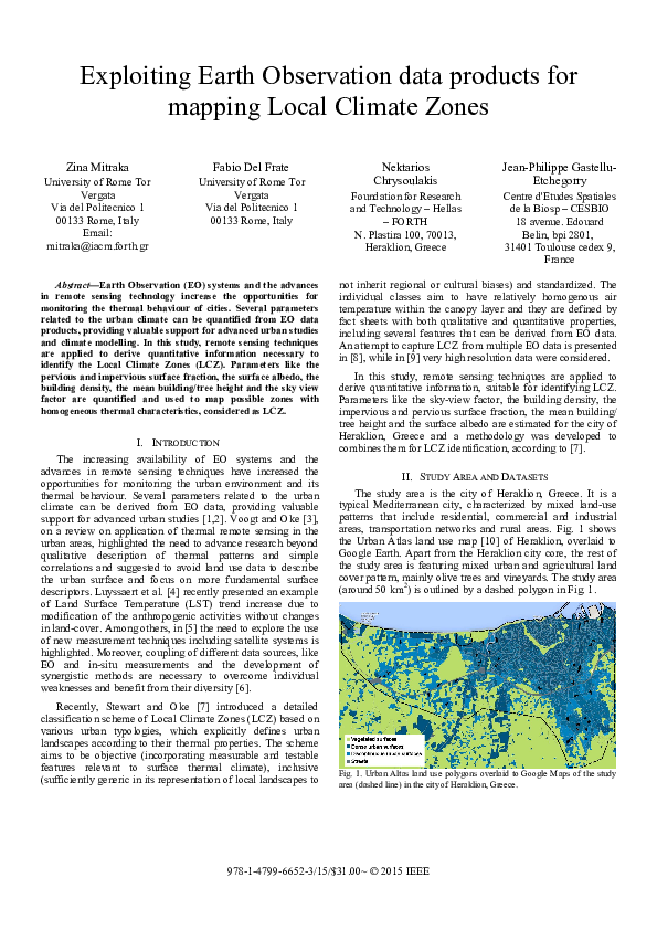 Pdf Exploiting Earth Observation Data Products For Mapping Local
