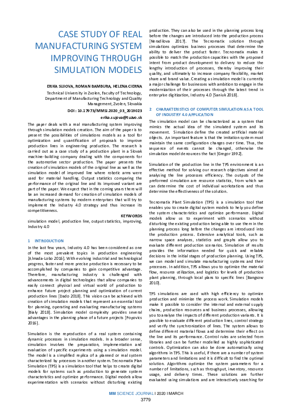 (PDF) Case Study of Real Manufacturing System Improving Through ...
