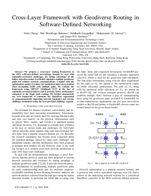Pdf Cross Layer Framework With Geodiverse Routing In Software Defined Networking Yufei Cheng