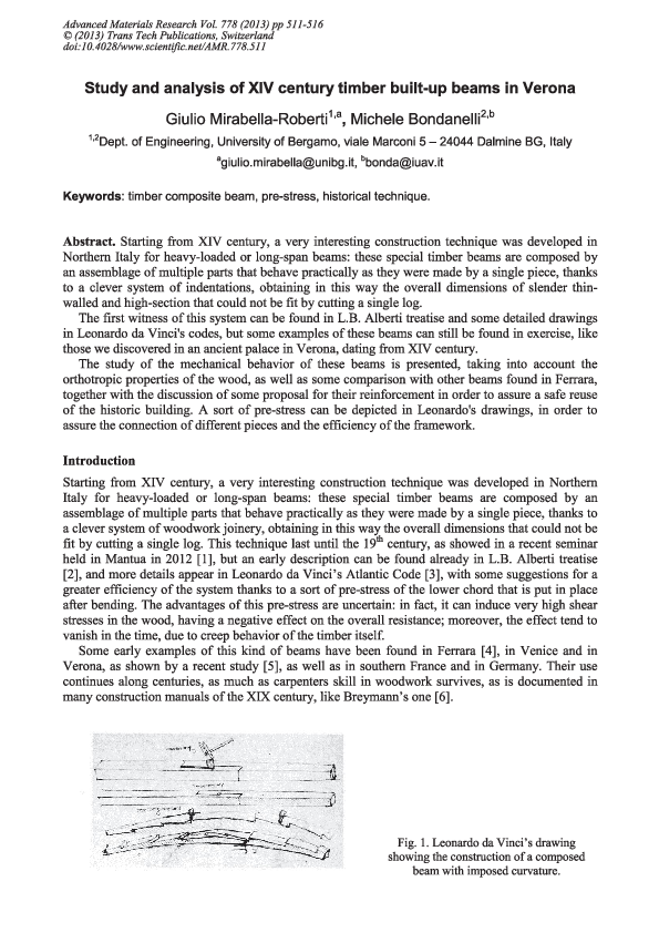 (PDF) Study and Analysis of XIV Century Timber Built-Up Beams in Verona | Michele Bondanelli and ...