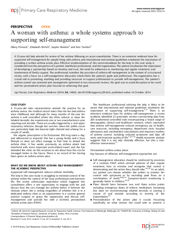 (PDF) A woman with asthma: a whole systems approach to supporting self ...