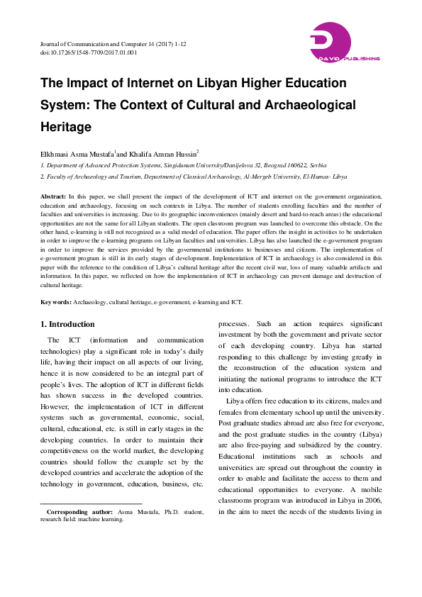 (PDF) The Impact of Internet on Libyan Higher Education System: The ...