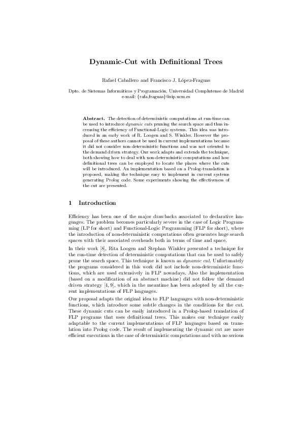 (PDF) Dynamic-Cut with Definitional Trees