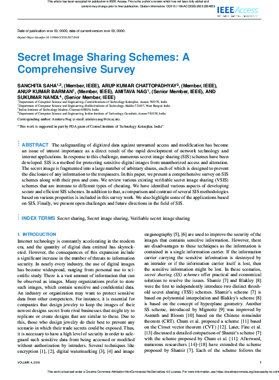 Pdf Secret Image Sharing Schemes A Comprehensive Survey Sanchita Saha