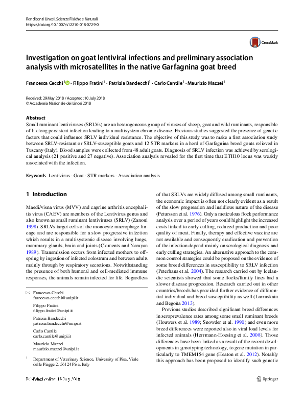 (PDF) Investigation on goat lentiviral infections and preliminary ...